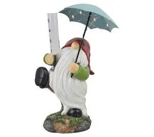 SANTA'S WORKSHOP 12' Solar Gnome Rain Gauge - One-color