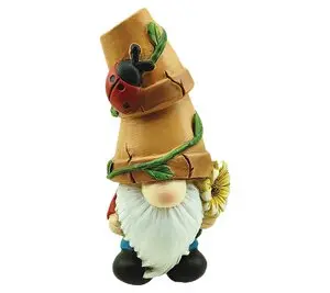 SANTA'S WORKSHOP 10.3' Resin Gnome With Flowerp Ot Hat - One-color