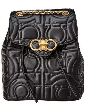 FERRAGAMO Ferragamo Gancini Quilted Leather Backpack - Black