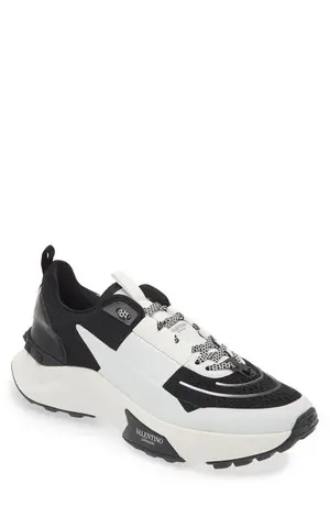 Valentino Garavani Rockstud Knit Sneakers - Nero-bianco