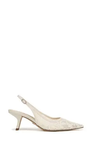 Sam Edelman Bianka Slingback Mesh Pointed Toe Pump - Ivory