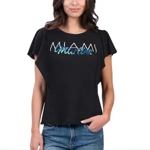 G-III 4HER BY CARL BANKS Miami Marlins Crowd Wave T-shirt - Black