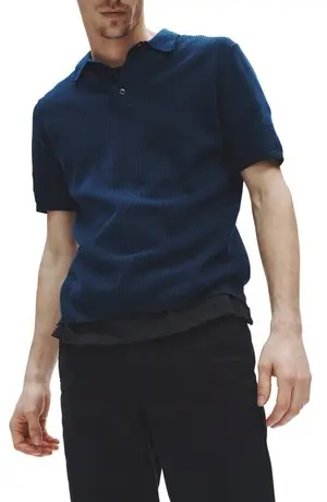 Rag & Bone Harvey Relaxed Polo Blue