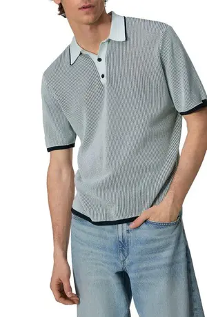 Rag & Bone Harvey Relaxed Polo Sky Blue