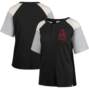 '47 Alabama Crimson Tide Underline Harvey Colorblock Raglan Henley T-shirt - Black