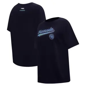 PRO STANDARD Minnesota Timberwolves Script Boyfriend T-shirt - Navy