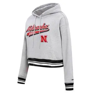 PRO STANDARD Nebraska Huskers Script Tail Fleece Cropped Pullover Hoodie