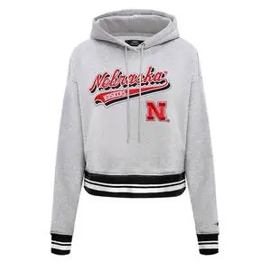 PRO STANDARD Nebraska Huskers Script Tail Fleece Cropped Pullover Hoodie