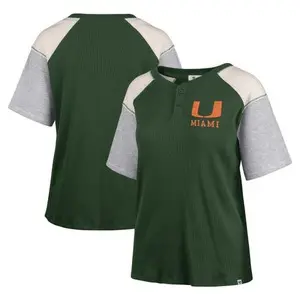 '47 Miami Hurricanes Underline Harvey Colorblock Raglan Henley T-shirt - Green
