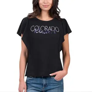 G-III 4HER BY CARL BANKS Colorado Rockies Crowd Wave T-shirt - Black