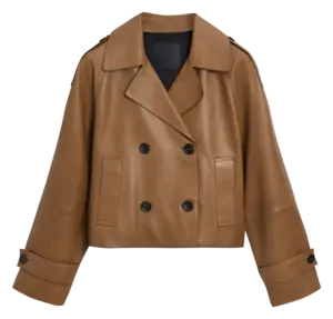 Massimo Dutti Short Nappa Leather Trench Coat
