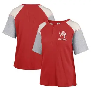'47 Georgia Bulldogs Underline Harvey Colorblock Raglan Henley T-shirt - Red
