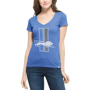 '47 Detroit Lions Crosstown Flanker V-neck T-shirt - Blue