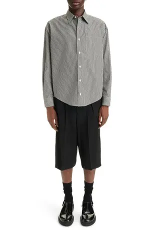 AMI Paris De Coeur Boxy Fit Stripe Cotton Oxford Button-up Shirt