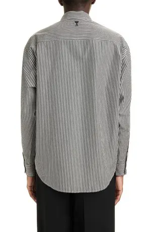 AMI Paris De Coeur Boxy Fit Stripe Cotton Oxford Button-up Shirt