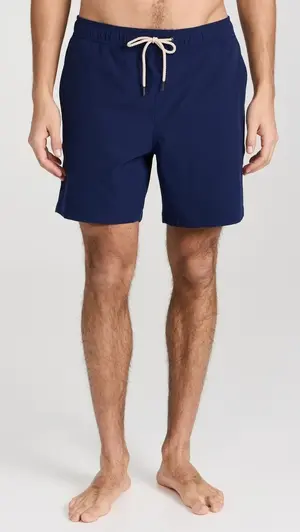 FAIR HARBOR The Bayberry Swim Trunks 7 - Navy Seersucker