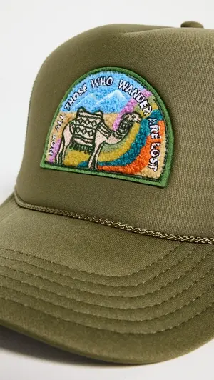 Freya Not All Who Wander' Trucker Hat - Olive