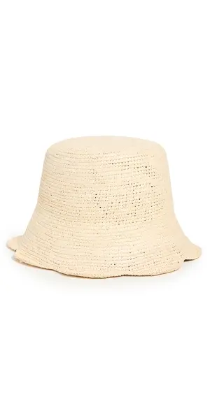 Freya Scallop Straw Bucket Hat - Natural