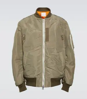 Sacai Embroidered Twill Bomber Jacket - Green