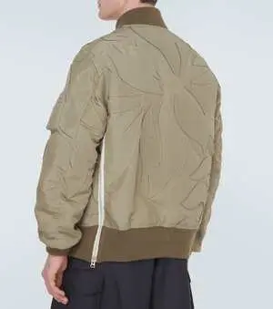 Sacai Embroidered Twill Bomber Jacket - Green