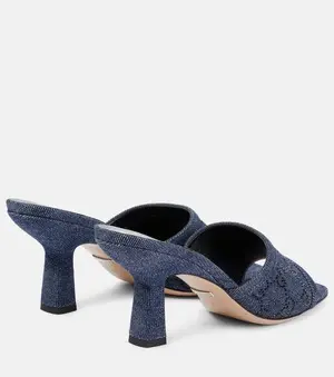 Gucci Gg Crystal Denim Mules