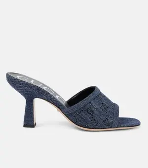 Gucci Gg Crystal Denim Mules