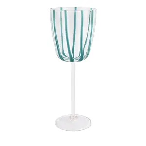 VIETRI Nuovo Stripe Wine Glass - Teal