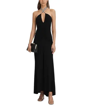 REISS Iris Printed Tie Jersey Dress
