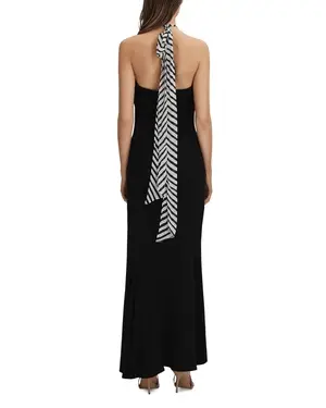 REISS Iris Printed Tie Jersey Dress