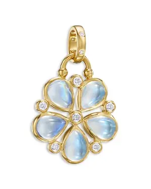 Temple St. Clair Royal Moonstone And Diamond Flower Pendant - Blue/gold