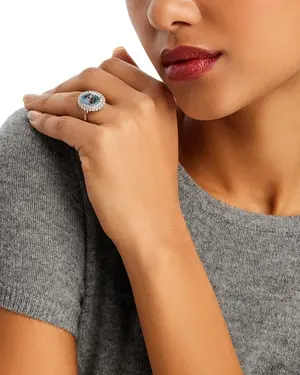 Bloomingdale'S Aquamarine And Diamond Ring - Blue/white