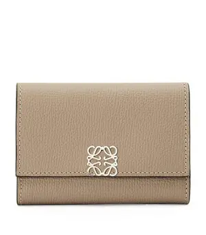 Loewe Leather Anagram Vertical Wallet Beige