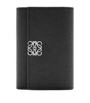 Loewe Leather Anagram Vertical Wallet Black