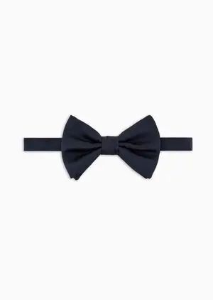Giorgio Armani Large Silk-Blend Bow Tie Navy Blue