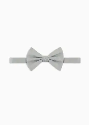 Giorgio Armani Large Silk Pre-tied Bow Tie Silver