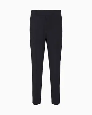 Giorgio Armani Wool Crêpe Flat-front Trousers - Navy_blue