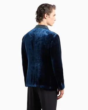 Giorgio Armani Rhinestoned Velvet Single-breasted Jacket
