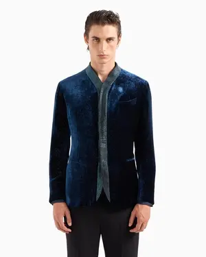 Giorgio Armani Rhinestoned Velvet Single-breasted Jacket