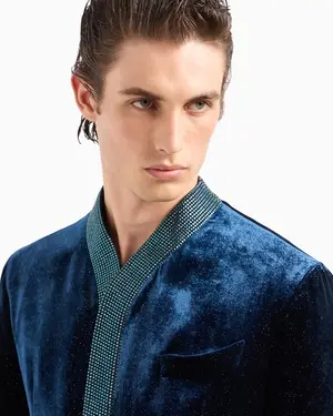 Giorgio Armani Rhinestoned Velvet Single-breasted Jacket