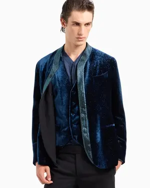 Giorgio Armani Rhinestoned Velvet Single-breasted Jacket