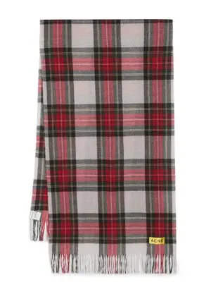 Acne Studios Plaid Fringed Scarf Black