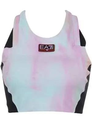EA7 Watercolour Logo-appliqué Sports Bra - Pink