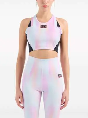 EA7 Watercolour Logo-appliqué Sports Bra - Pink