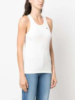 Lacoste Logo-appliqué Knitted Tank Top - White