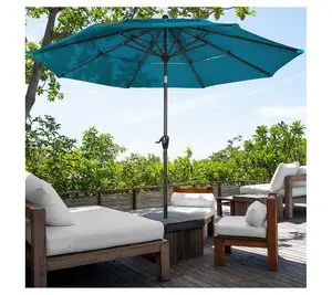 PURE GARDEN 10ft Patio Umbrella 3-tiered Sunsha De Button Tilt - One-color