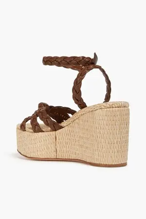 GIANVITO ROSSI Braided Leather Espadrille Wedge Sandals
