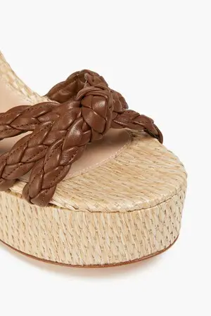 GIANVITO ROSSI Braided Leather Espadrille Wedge Sandals
