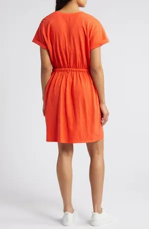 Caslon Drawstring Waist Organic Cotton T-shirt Dress