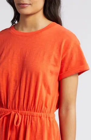 Caslon Drawstring Waist Organic Cotton T-shirt Dress