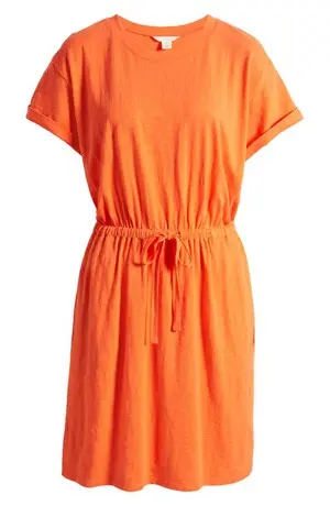 Caslon Drawstring Waist Organic Cotton T-shirt Dress
